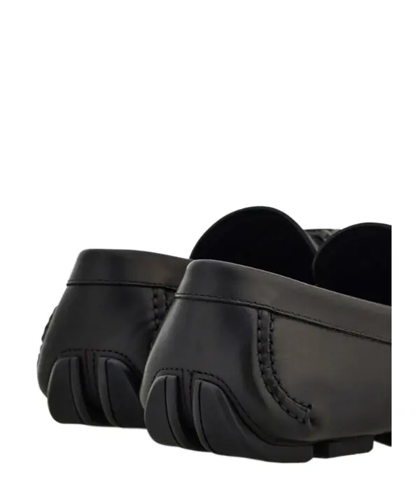 FERRAGAMO Gancini Ornament Driver Loafers - Black