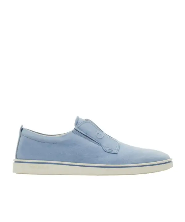 FERRAGAMO Slip-on Sneakers With Gancini Detail - Light Denim