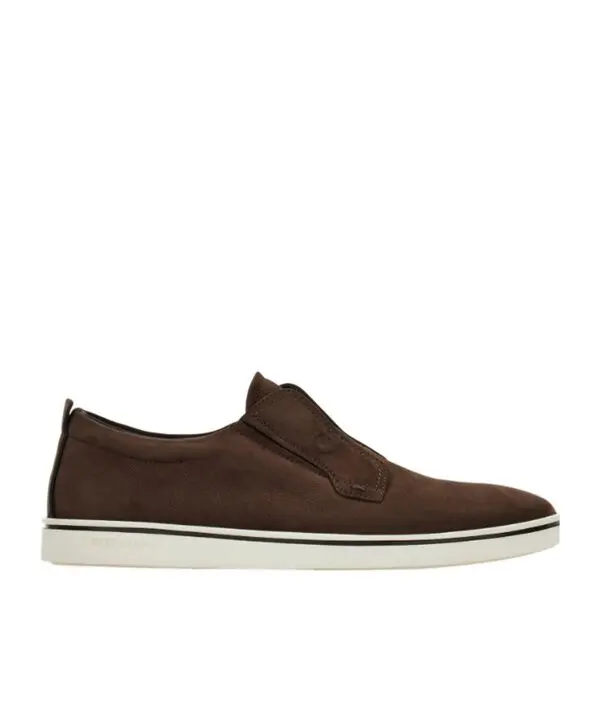 FERRAGAMO Slip-on Sneakers With Gancini Detail - Brown