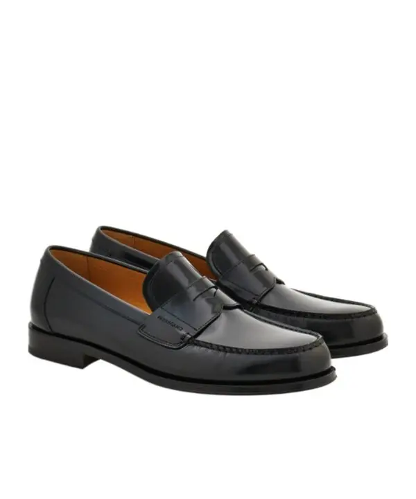 FERRAGAMO Calfskin Penny Loafers - Black