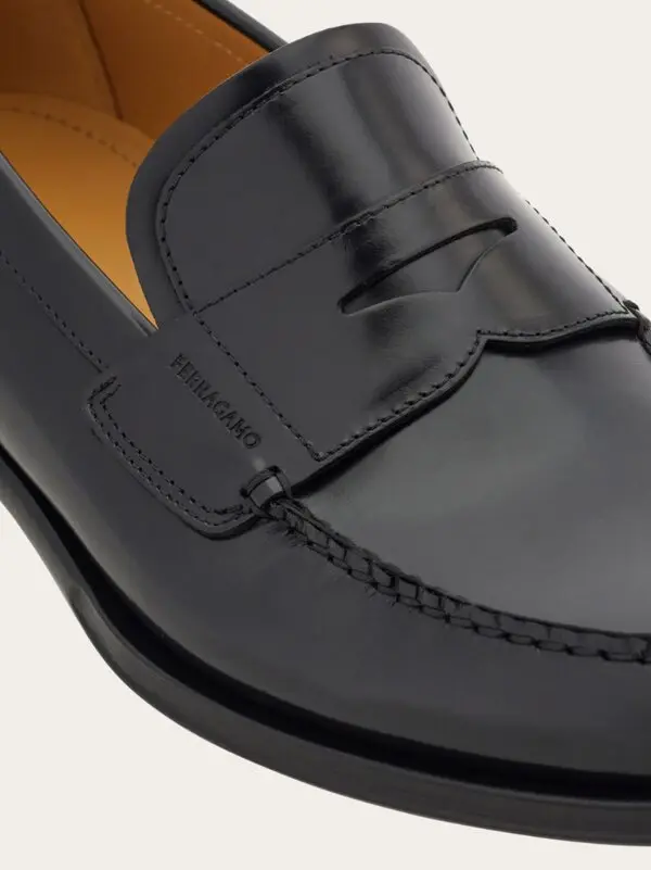 FERRAGAMO Calfskin Penny Loafers - Black
