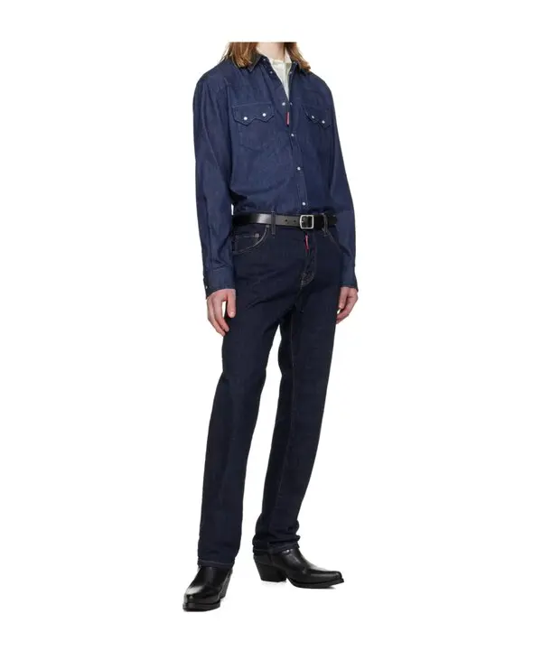 Dsquared2 Belt Loop Jeans With Logo Patch