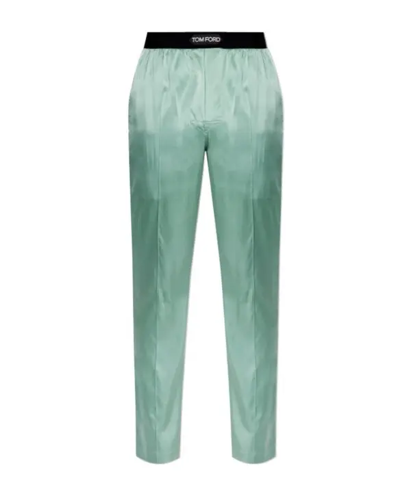 TOM FORD Logo-waistband Silk Pajamas - Green