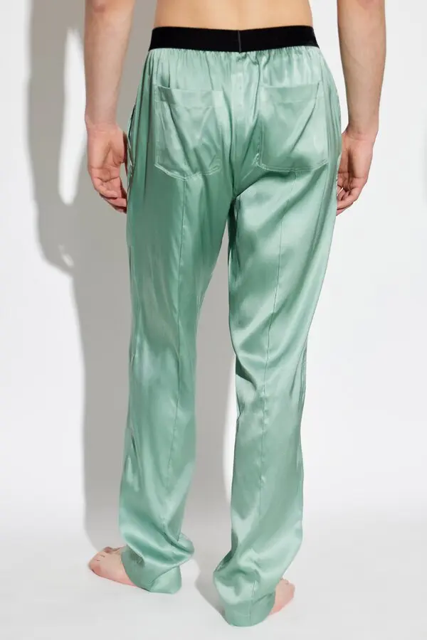 TOM FORD Logo-waistband Silk Pajamas - Green