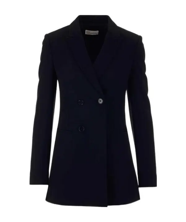 Red Valentino Double-breasted Peak Lapel Long Blazer