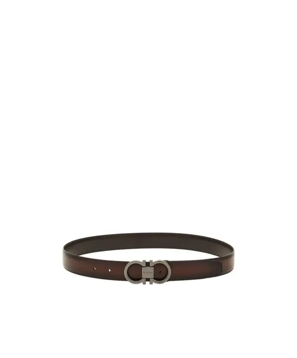 FERRAGAMO Gancini Buckle Belt - Medium Brown/black/dark Brown