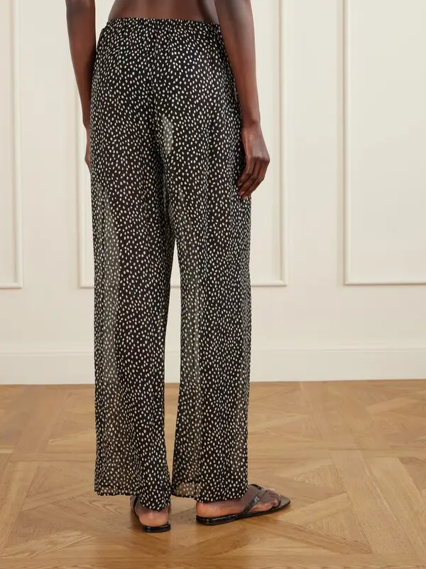 NILI LOTAN Polka Dot Silk Pants - Black