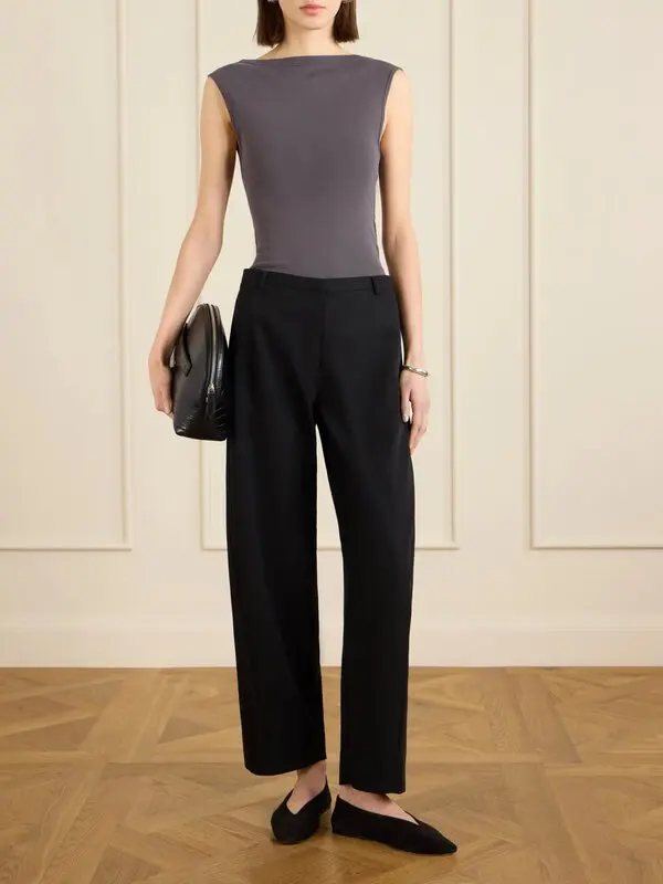ST. AGNI Wool Wide Leg Casual Trousers
