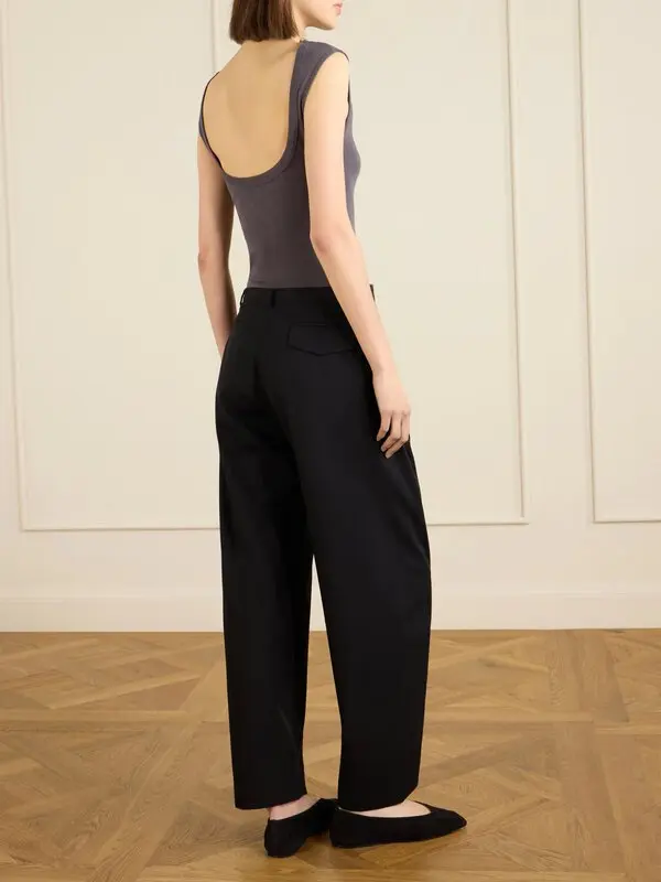 ST. AGNI Wool Wide Leg Casual Trousers