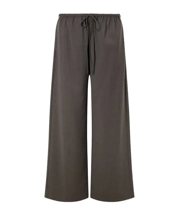 ST. AGNI Everyday Wool Blend Wide-leg Pants - Black