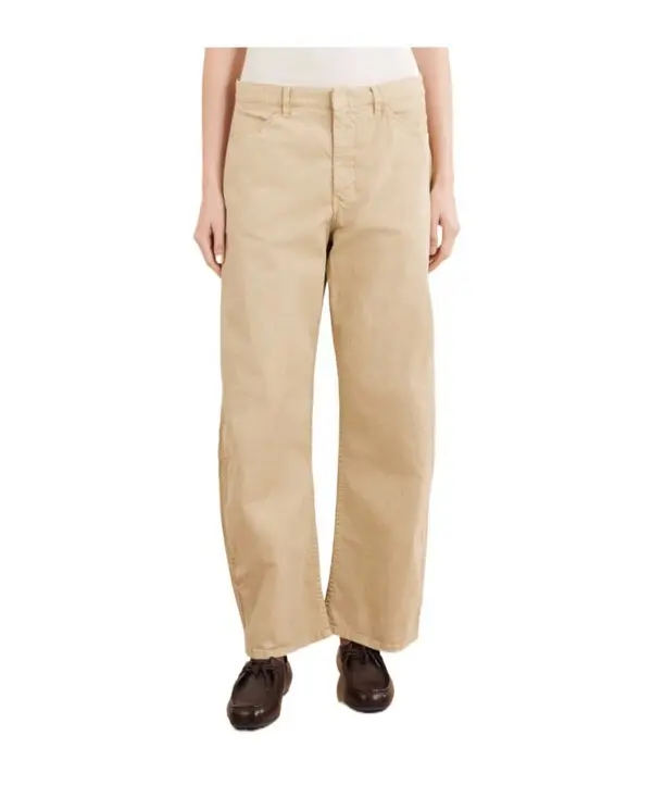 NILI LOTAN Tribeca Twill Barrel-leg Pants - Beige