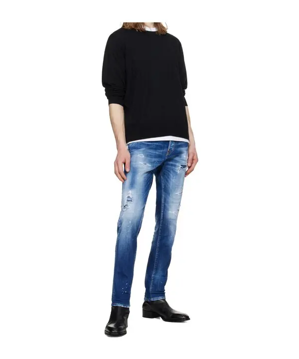Dsquared2 Distressed Teddy Belt Loop Jeans - Blue
