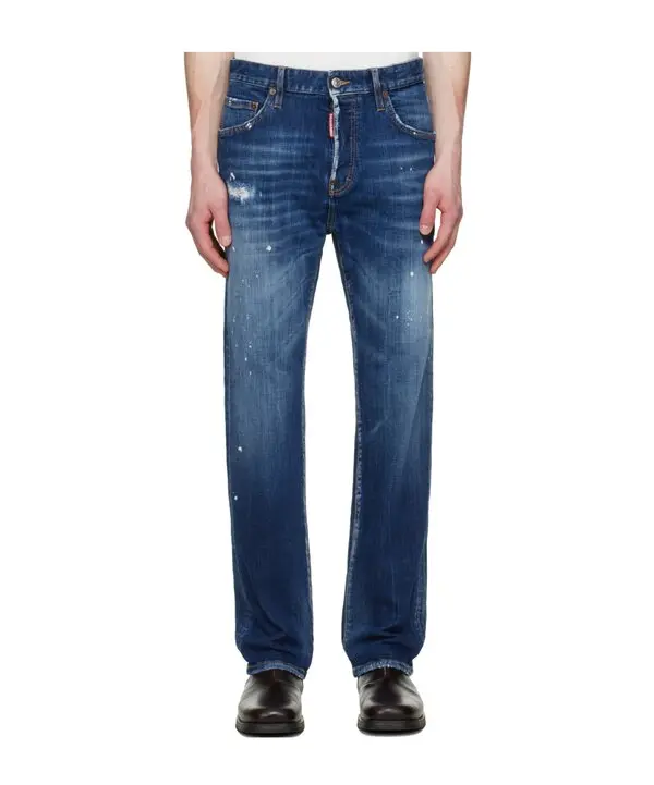 Dsquared2 Belt Loop Jeans With All-over Effects - Blue