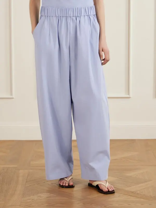ST. AGNI Relaxed Wide-leg Trousers - Blue