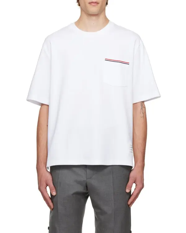 Thom Browne Striped Trim Pocket T-shirt - No
