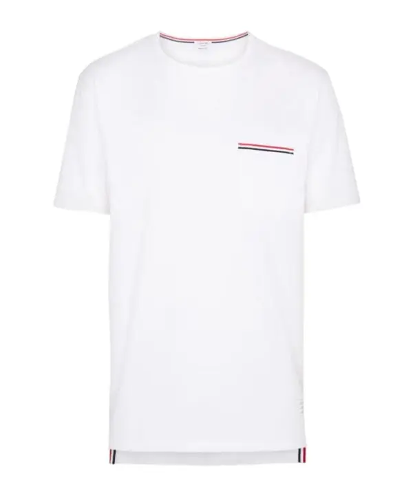 Thom Browne Striped Trim Pocket T-shirt - White
