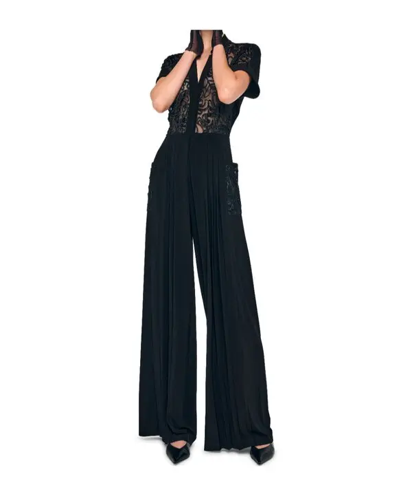 Norma Kamali Geralyn Short-sleeves Jumpsuit With Lace Detail