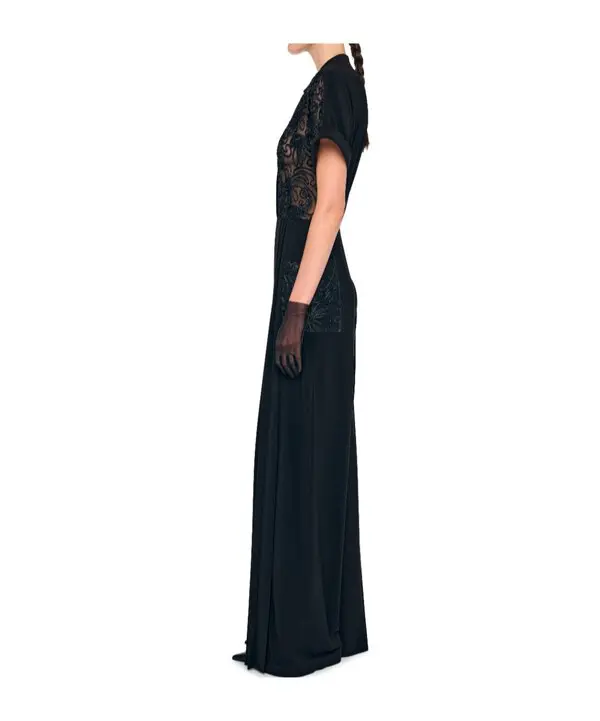 Norma Kamali Geralyn Short-sleeves Jumpsuit With Lace Detail