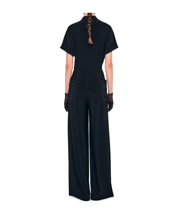 Norma Kamali Geralyn Short-sleeves Jumpsuit With Lace Detail