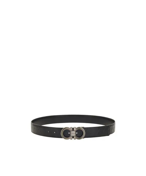 FERRAGAMO Reversible Gancini Belt - Black