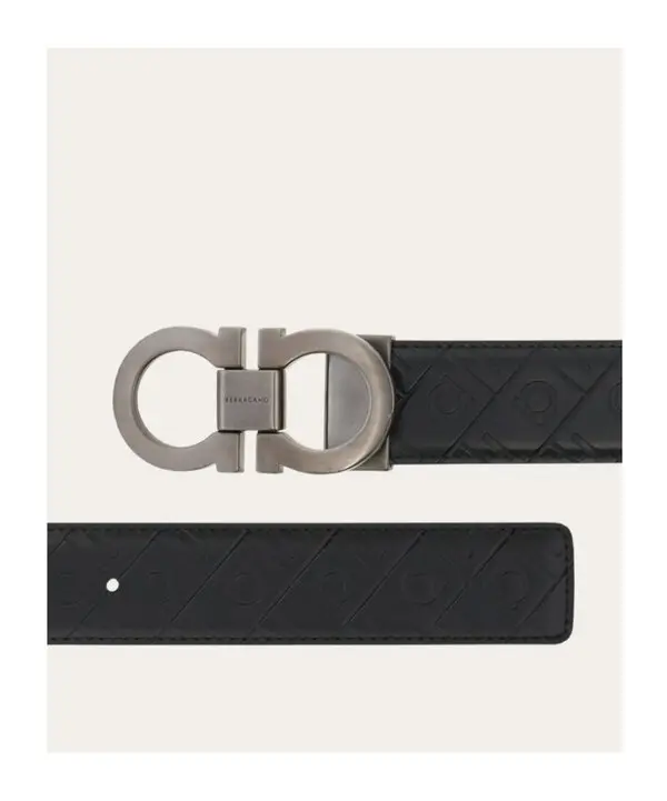 FERRAGAMO Reversible Gancini Belt - Black