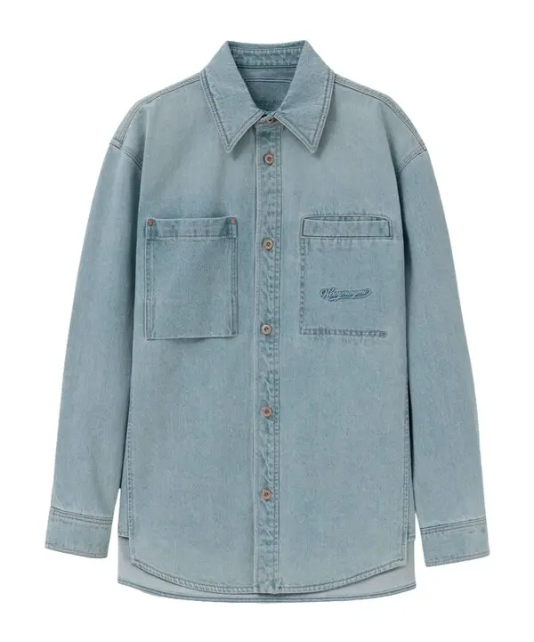 WOOYOUNGMI Floral Back Print Denim Shirt - Gray