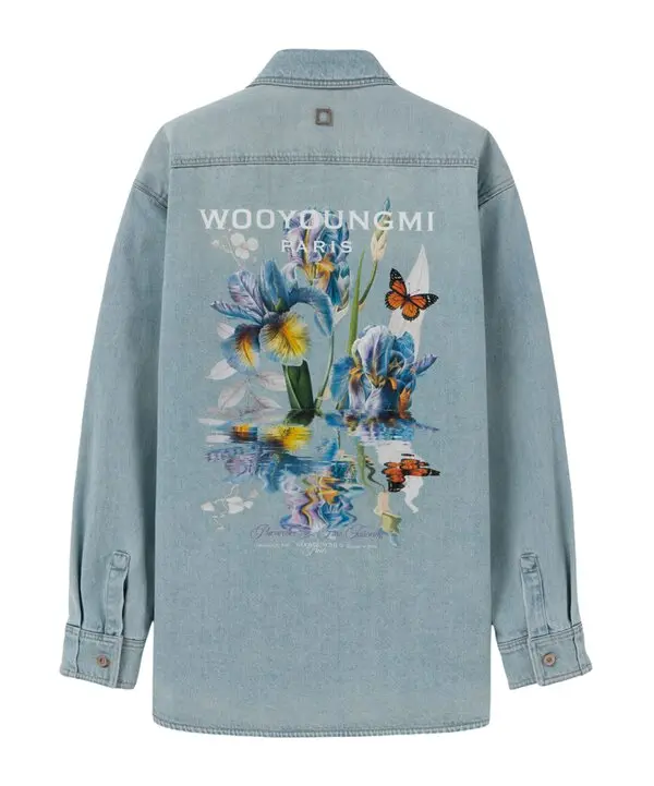 WOOYOUNGMI Floral Back Print Denim Shirt