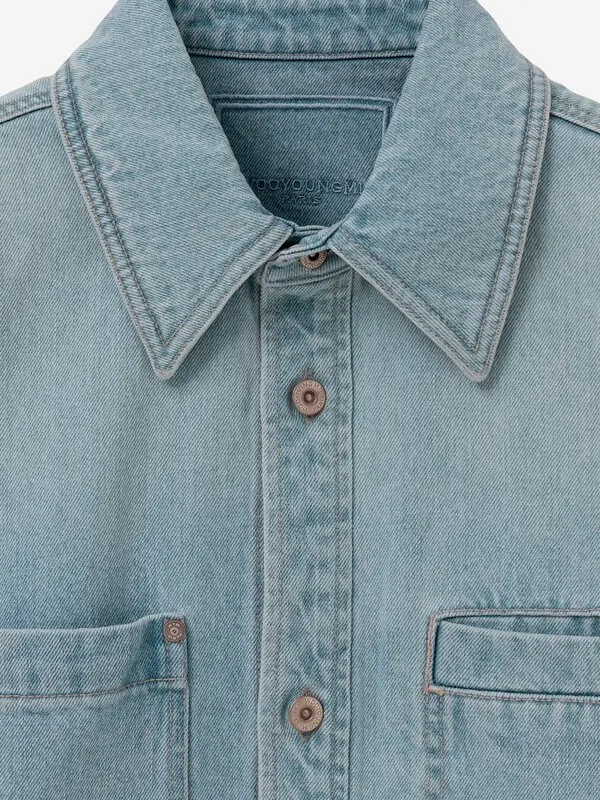WOOYOUNGMI Floral Back Print Denim Shirt