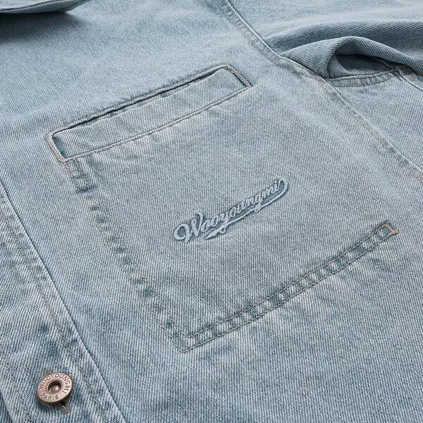 WOOYOUNGMI Floral Back Print Denim Shirt