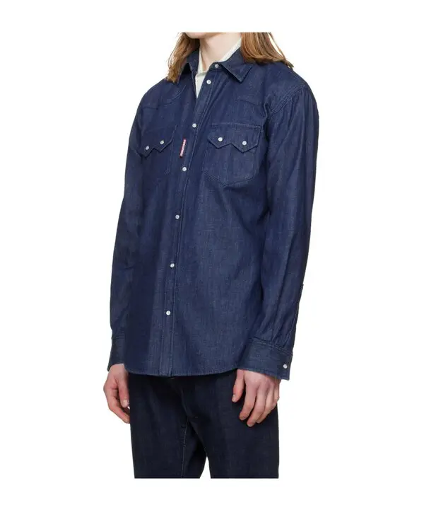 Dsquared2 Twin Peaks Long-sleeved Denim Shirt - Blue