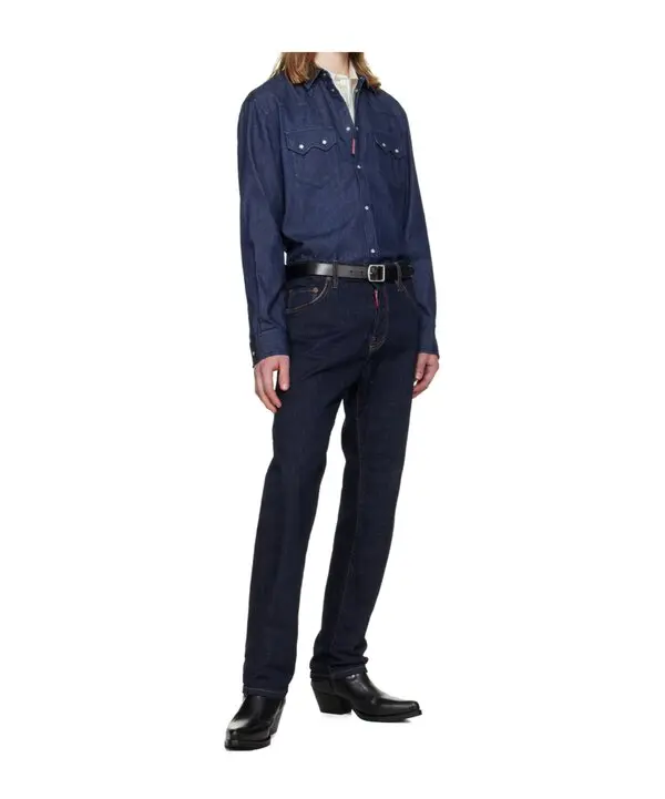 Dsquared2 Twin Peaks Long-sleeved Denim Shirt - Blue