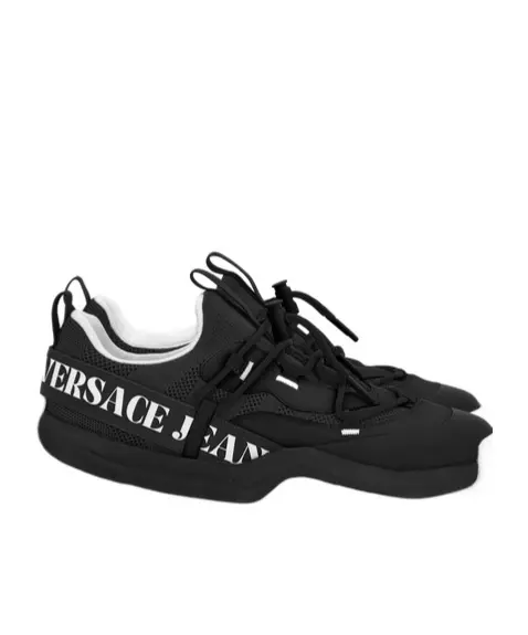 Versace Logo Low-top Sneakers - Black