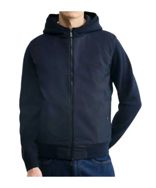 Hugo Boss Zip-up Hooded Jacket With Elasticated Cuffs And Hem