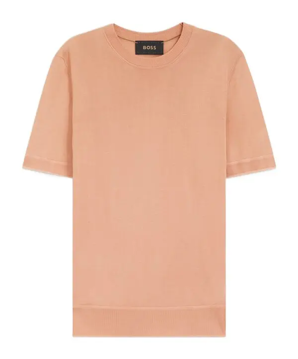 Hugo Boss Nottano Knitted Short-sleeve Top - Nude