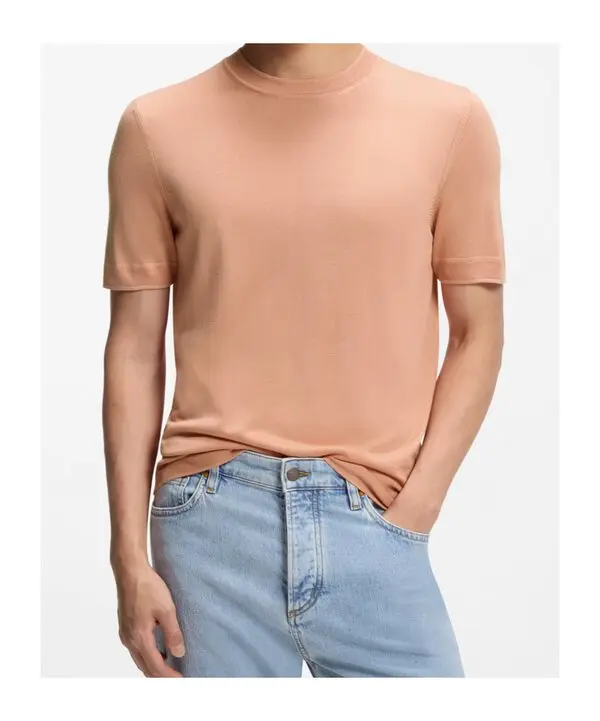 Hugo Boss Nottano Knitted Short-sleeve Top - Nude