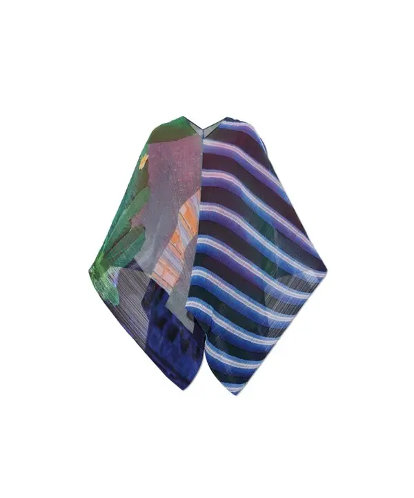 PLEATS PLEASE BY ISSEY MIYAKE V-neck Printed Pattern Poncho - Multicolor