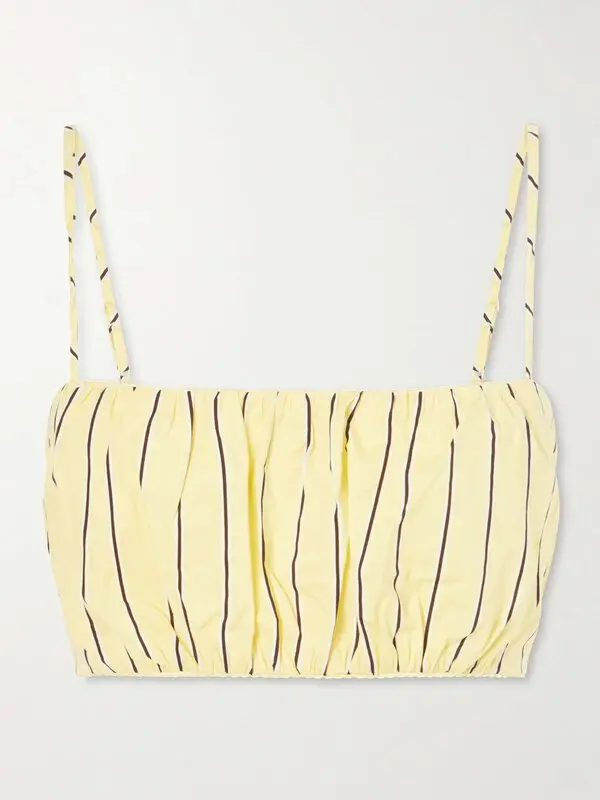 Staud Fiore Striped Cotton-blend Top - Pastel Yellow