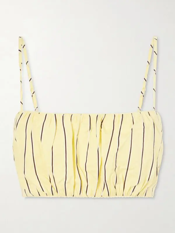 Staud Fiore Striped Cotton-blend Bandeau Top - Pastel Yellow