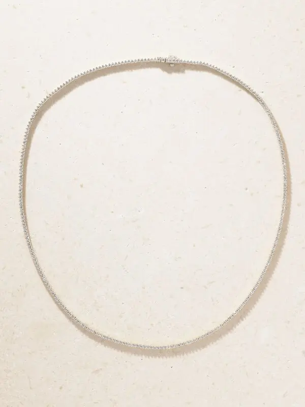 STONE AND STRAND The Essential Dainty Tennis Necklace In 14k White With Diamonds - Gold