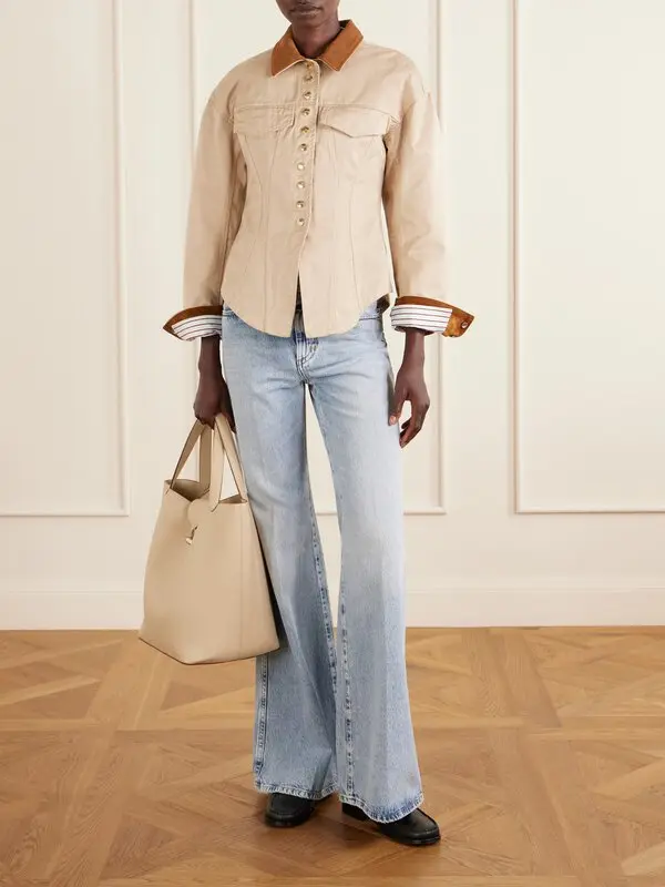 RÙADH The Lennox Suede-trimmed Organic Cotton-twill Jacket - Brown