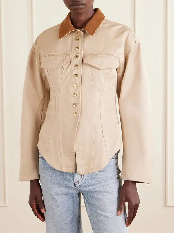 RÙADH The Lennox Suede-trimmed Organic Cotton-twill Jacket - Brown