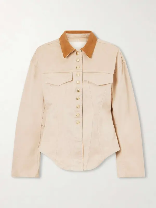 RÙADH The Lennox Suede-trimmed Organic Cotton-twill Jacket - Taupe