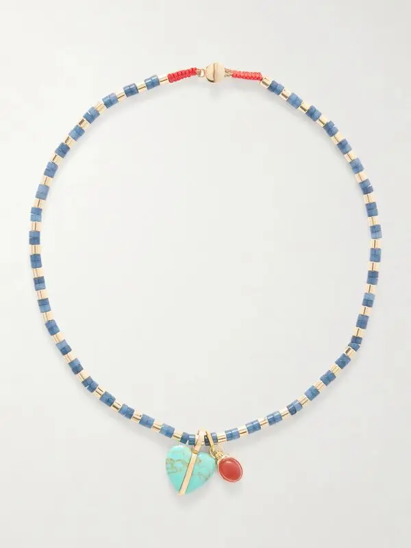 ROXANNE ASSOULIN The Bar Gold-tone Lapis Lazuli, Turquoise And Carnelian Necklace - Blue