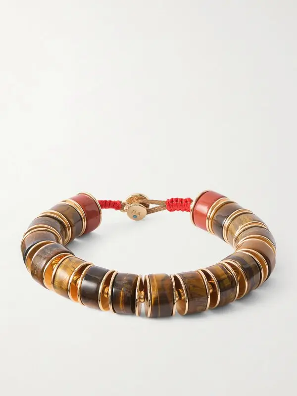 ROXANNE ASSOULIN The Stone Slide Gold-tone And Tiger's Eye Beaded Bracelet - Brown