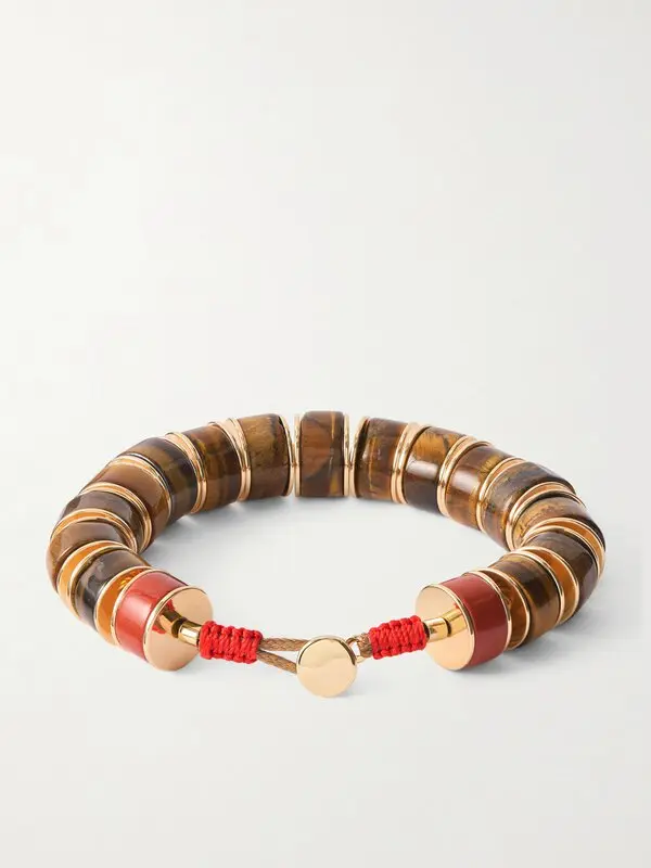 ROXANNE ASSOULIN The Stone Slide Gold-tone And Tiger's Eye Beaded Bracelet - Brown