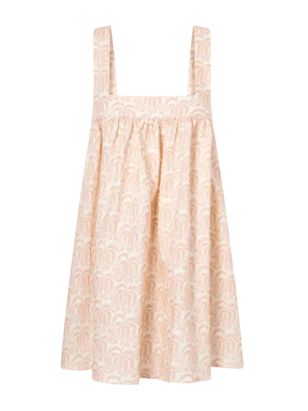 Matteau Babydoll Printed Linen And Cotton-blend Mini Dress - Pink