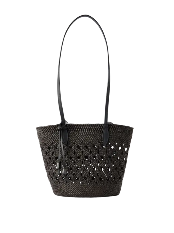 HUNTING SEASON Lattice Basket Raffia Tote - Black