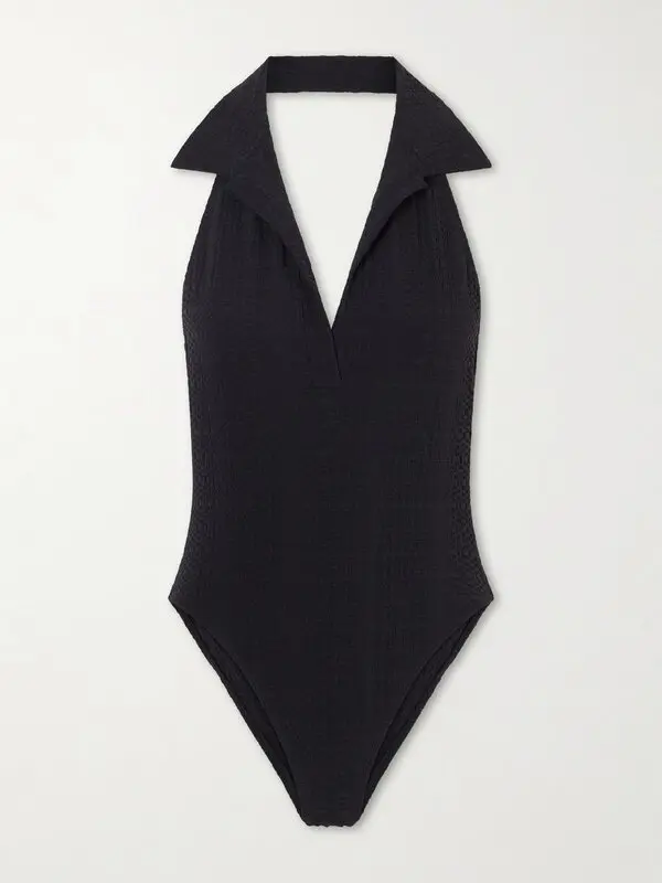 Lisa Marie Fernandez Polo Seersucker One-piece Swimsuit - Black