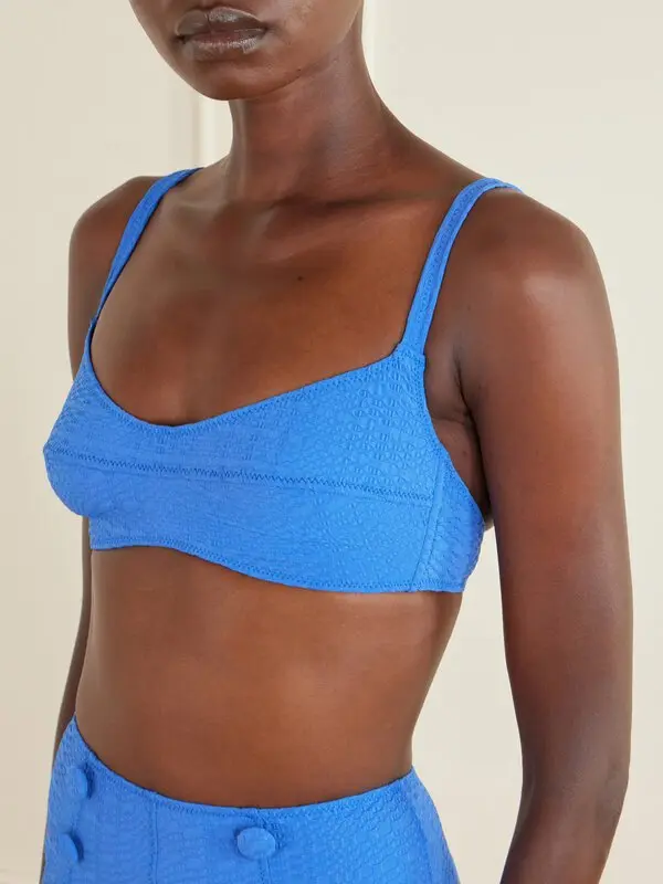 Lisa Marie Fernandez Button-embellished Balconette Bikini - Blue