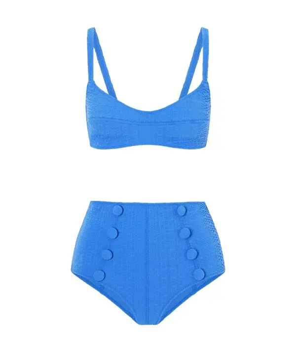 Lisa Marie Fernandez Button-embellished Balconette Bikini - Blue